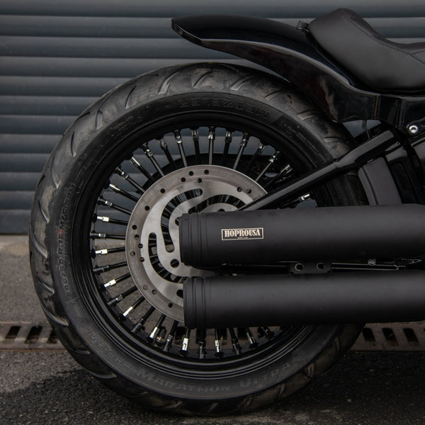 Hoprousa Motorcycle Wheel Rear Bobber Chopper Custom Black Fat Spoke T ...